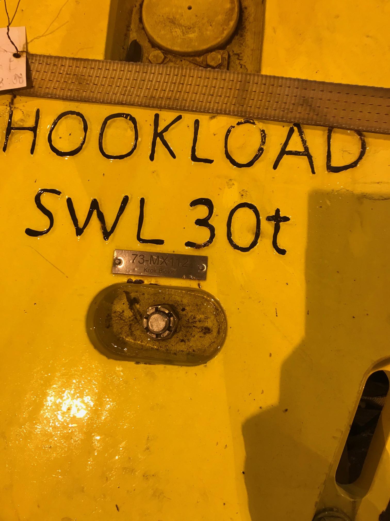 Crane block, with hook, 30 Te SWL- 1 sheave - Ropeblock For Sale ...